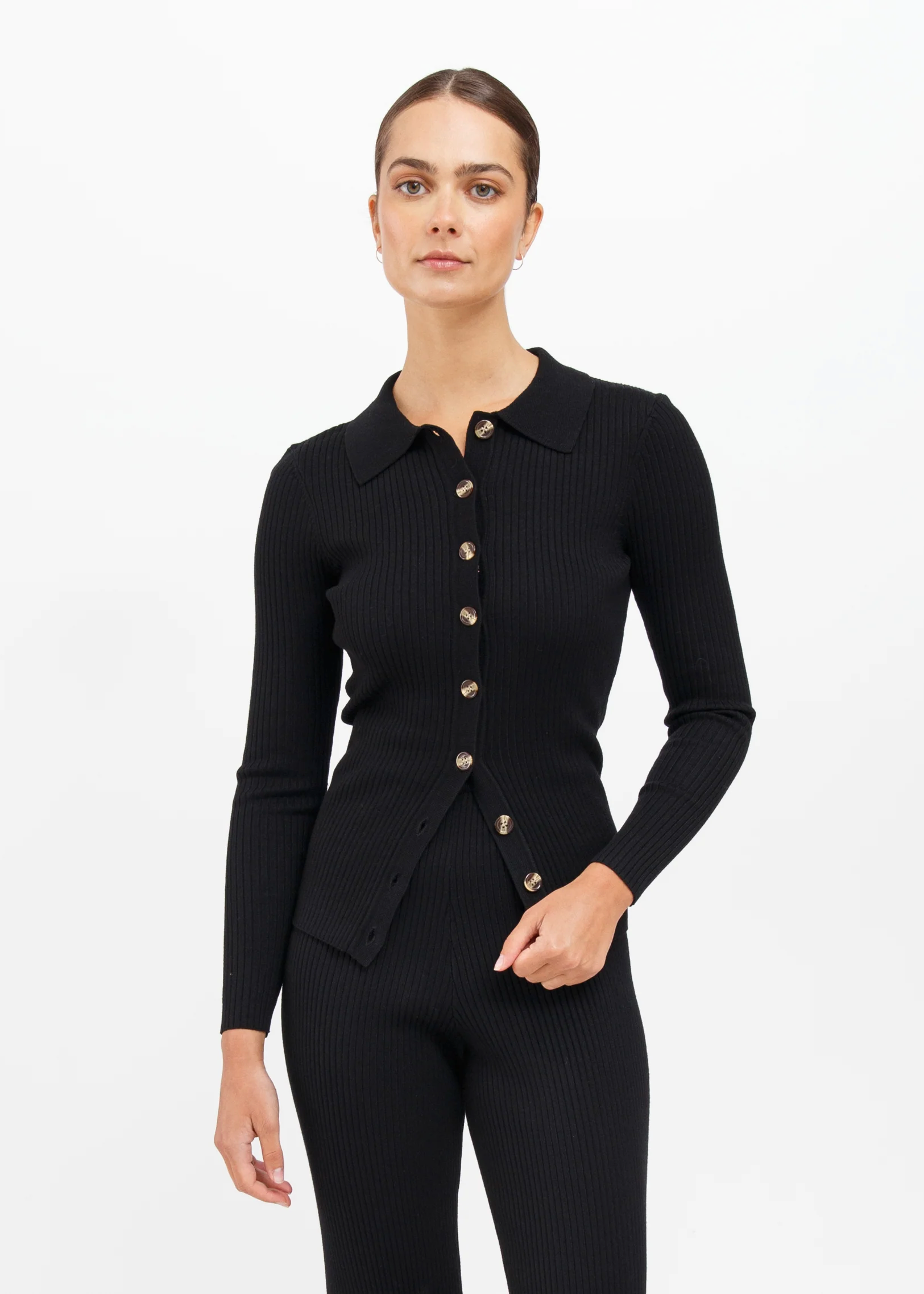 BRUNETTE THE LABEL Christy Ribbed Knit Button Up | VANCOUVER, CANADA ...